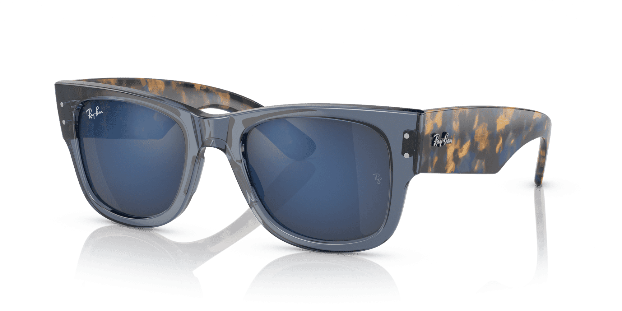 Ray-Ban Mega Wayfarer RB0840S Sunglasses 6638O4 Transparent Dark Blue ...