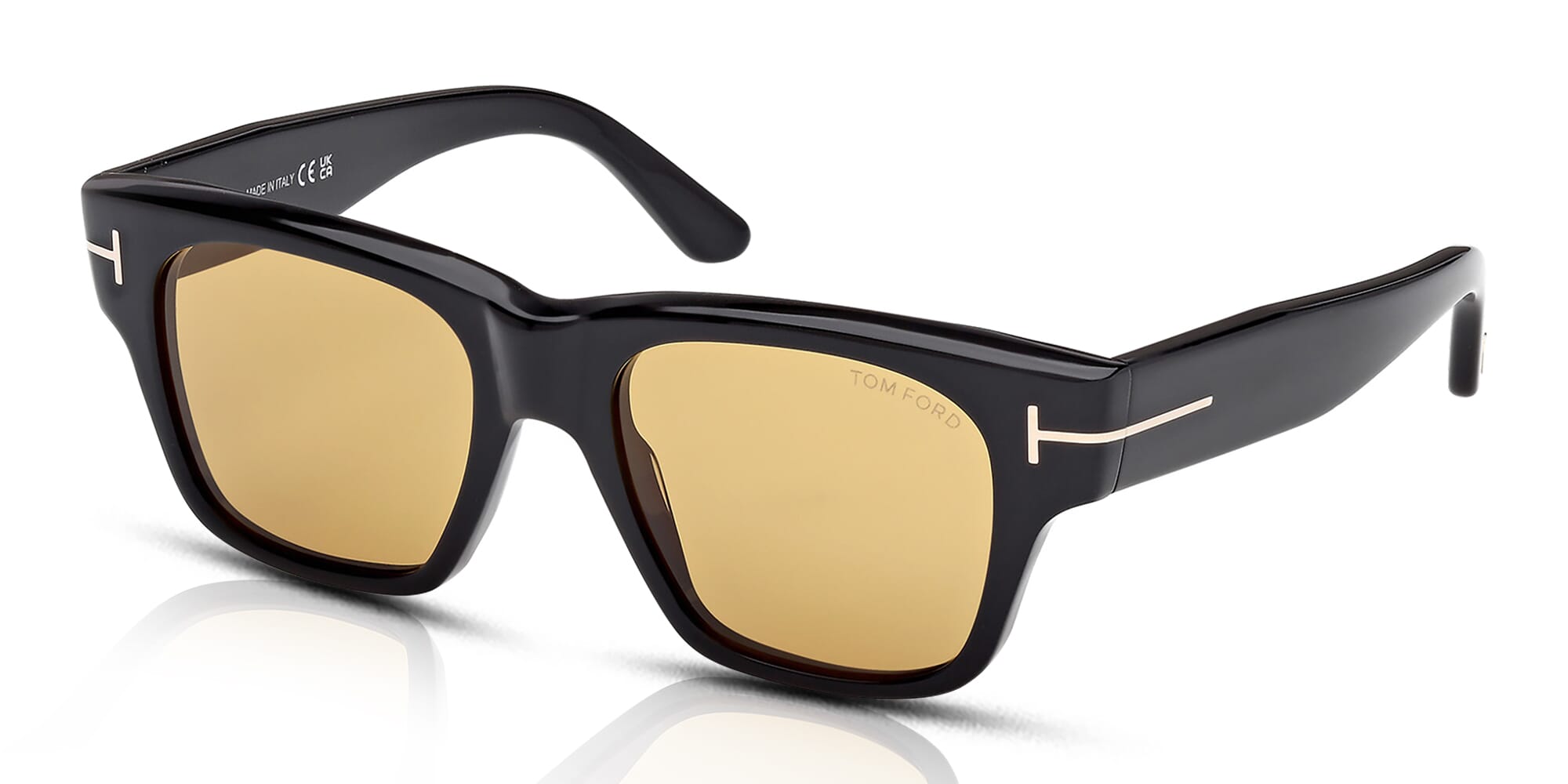 Tom Ford Caine-02 FT1280 Men's Sunglasses 01E Shiny Black/Yellow ...