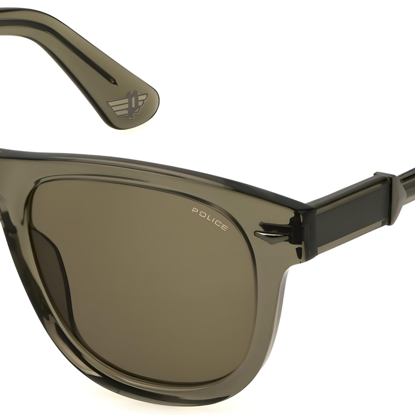 Police Monument 5 SPLL87 Men's Sunglasses 0G61 Shiny Transparent Green ...