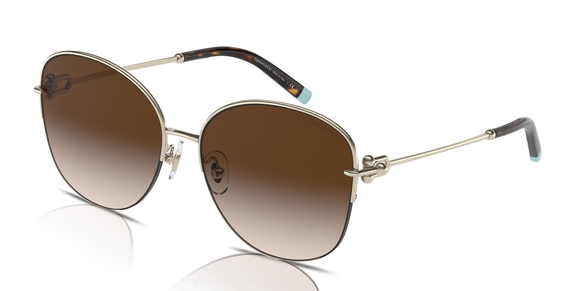 Tiffany & Co. TF3082 Women's Sunglasses 60213B Pale Gold/Brown Gradient ...