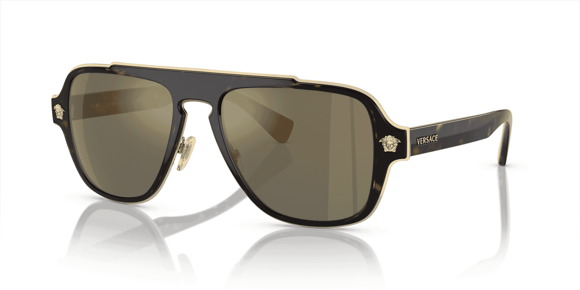 Versace VE2199 Men's Sunglasses 1252/4T Havana/Dark Grey Mirror Gold ...