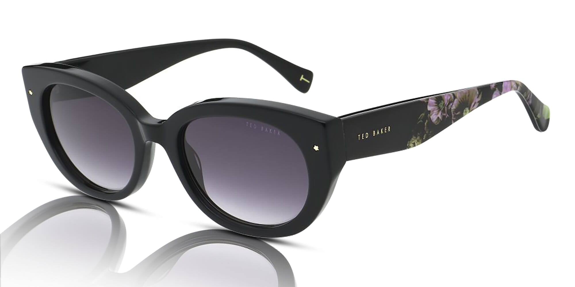 Ted Baker Isla TB1737 Women's Sunglasses 001 Gloss Solid Black/Grey ...