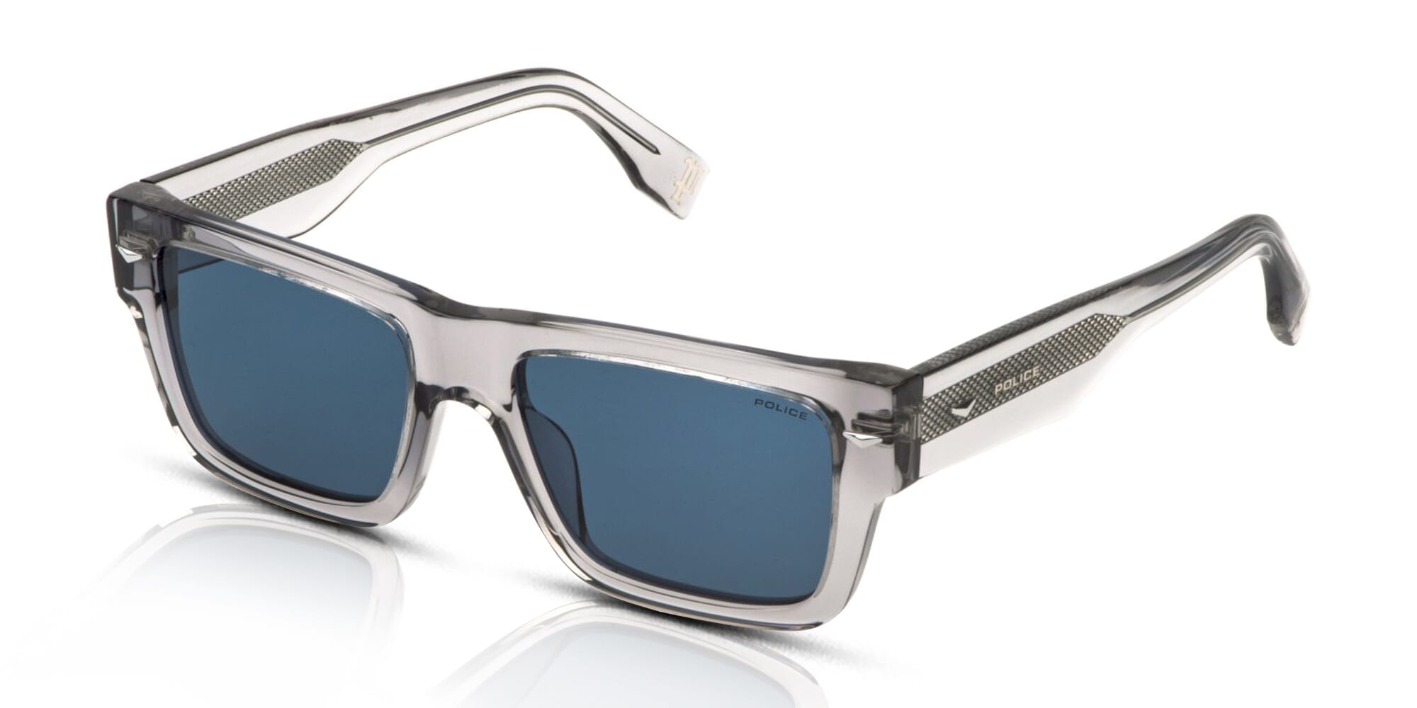 Police Supernova 1 SPLQ87E Men's Sunglasses 04G0 Shiny Transparent Grey ...